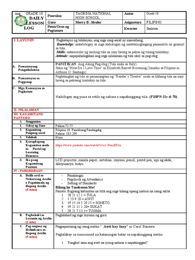 Demo Teaching Lesson Plan | PDF