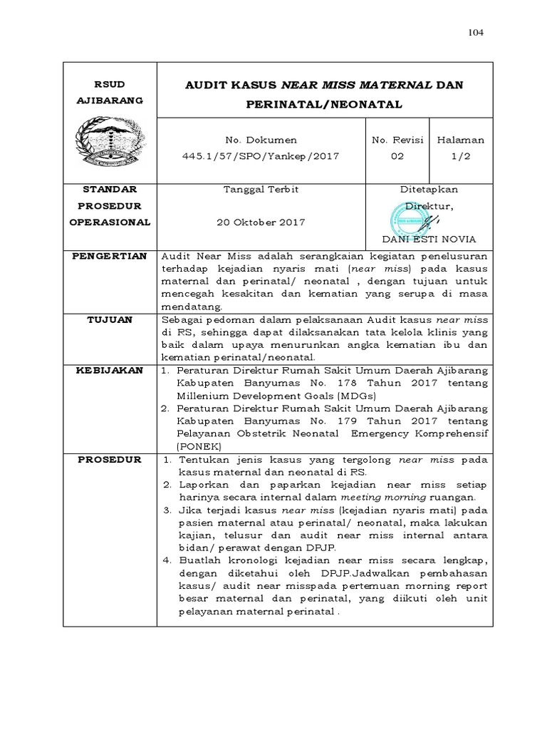 Audit Near Miss Maternal dan Neonatal | PDF