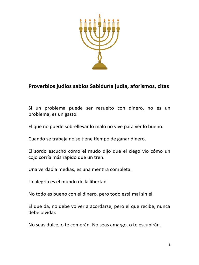 Proverbios Judíos: Sabiduría y Aforismos | PDF | Amor