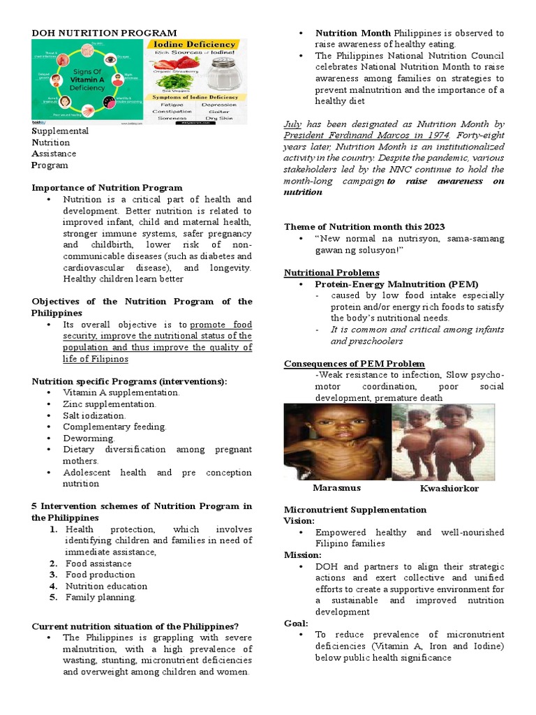Doh Nutrition Program | PDF | Human Nutrition | Micronutrient