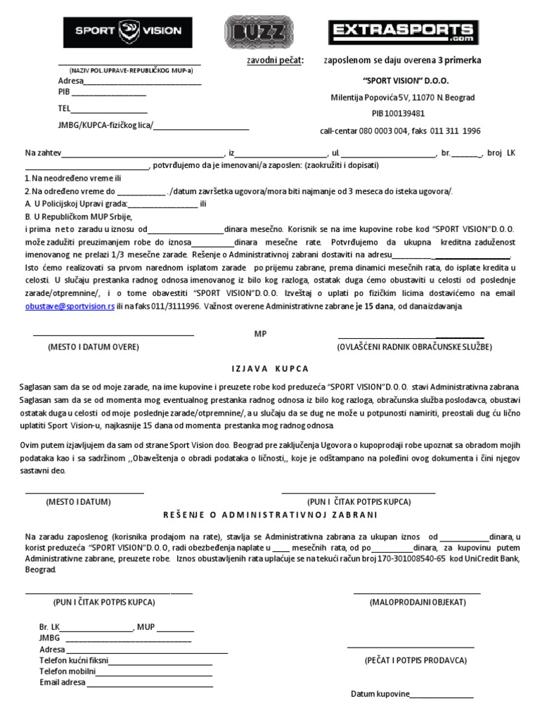 Obrazac Administrativne zabrane za Policiju(MUP)_230301_184316 | PDF