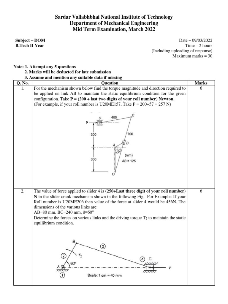 Mid Term - Paper Dom PDF | PDF | Torque | Force