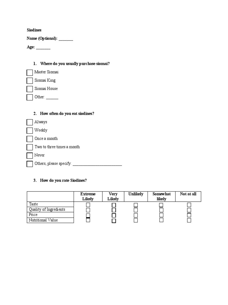 Survey Questionnaire - GROUP 1 Revise | PDF