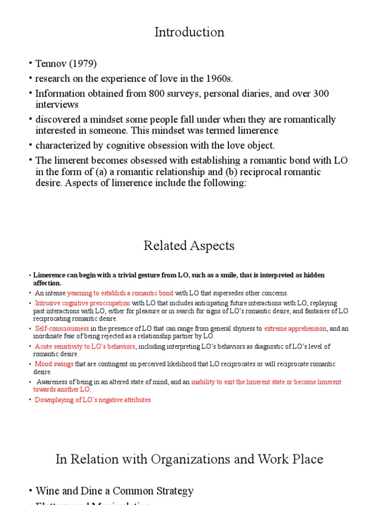 Limerence | PDF | Perfectionism (Psychology) | Psychological Theories