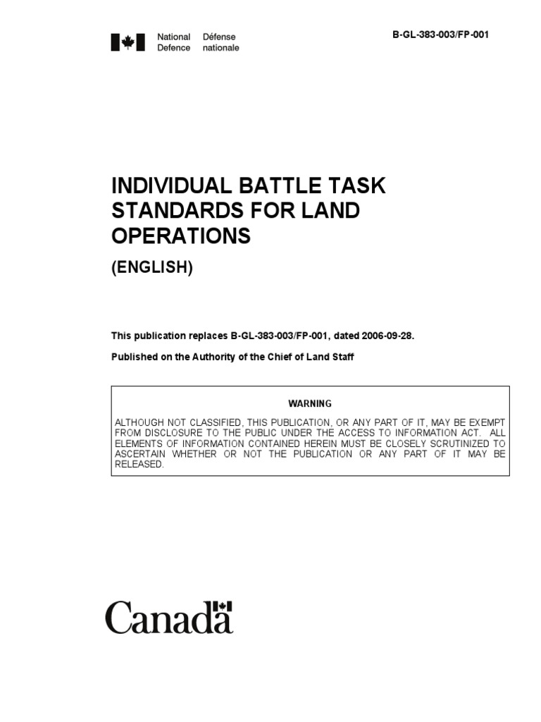 B GL 383 003 FP 001 Individual Battle Task Standards For Land ...