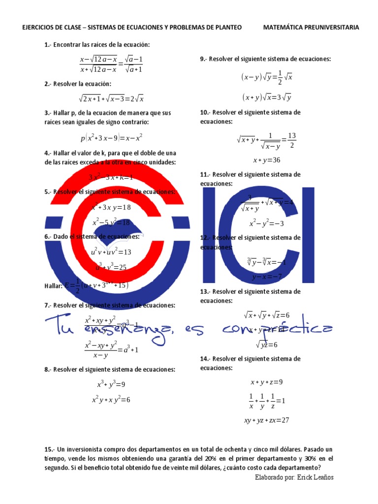 Ejercicios Mat - 02-03-2023 | PDF | Ecuaciones