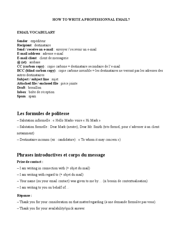Rédiger un email professionnel efficace | PDF | Service réseau | Réseau ...