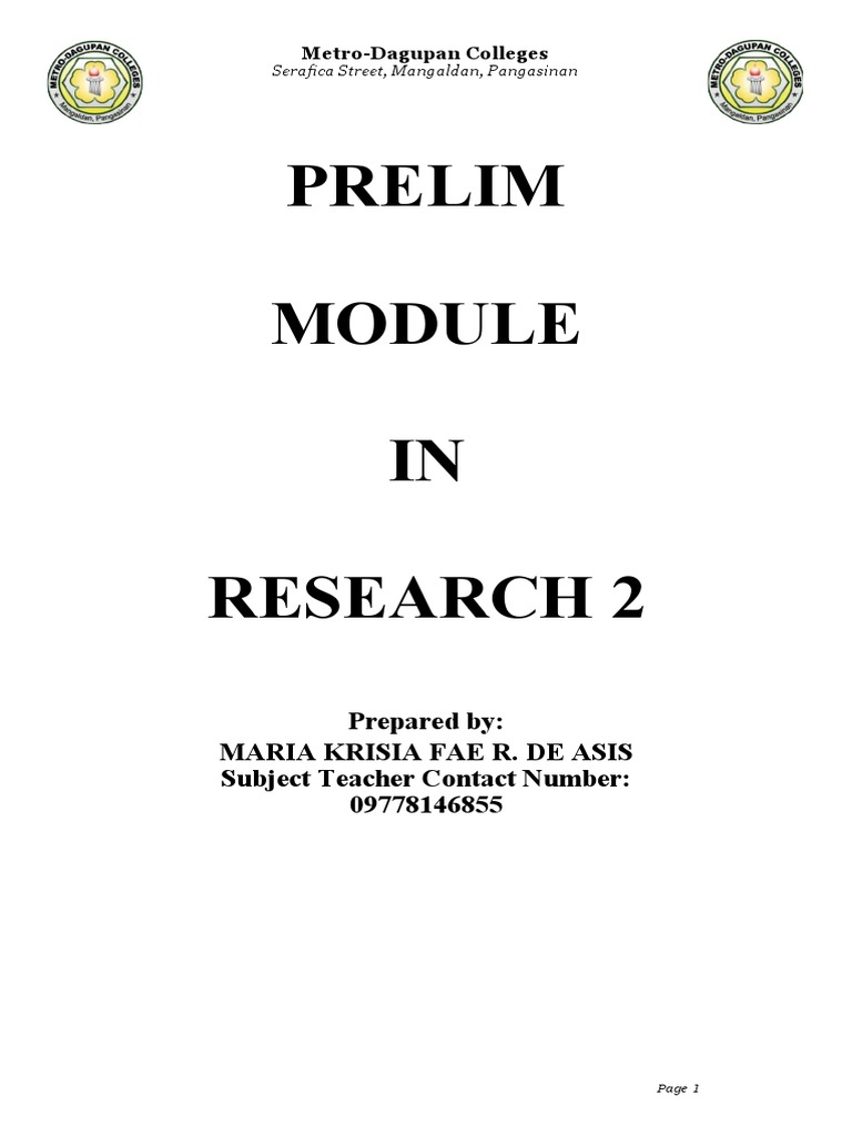 RESEARCH 2 Module 1 | PDF | Cronbach's Alpha | Validity (Statistics)