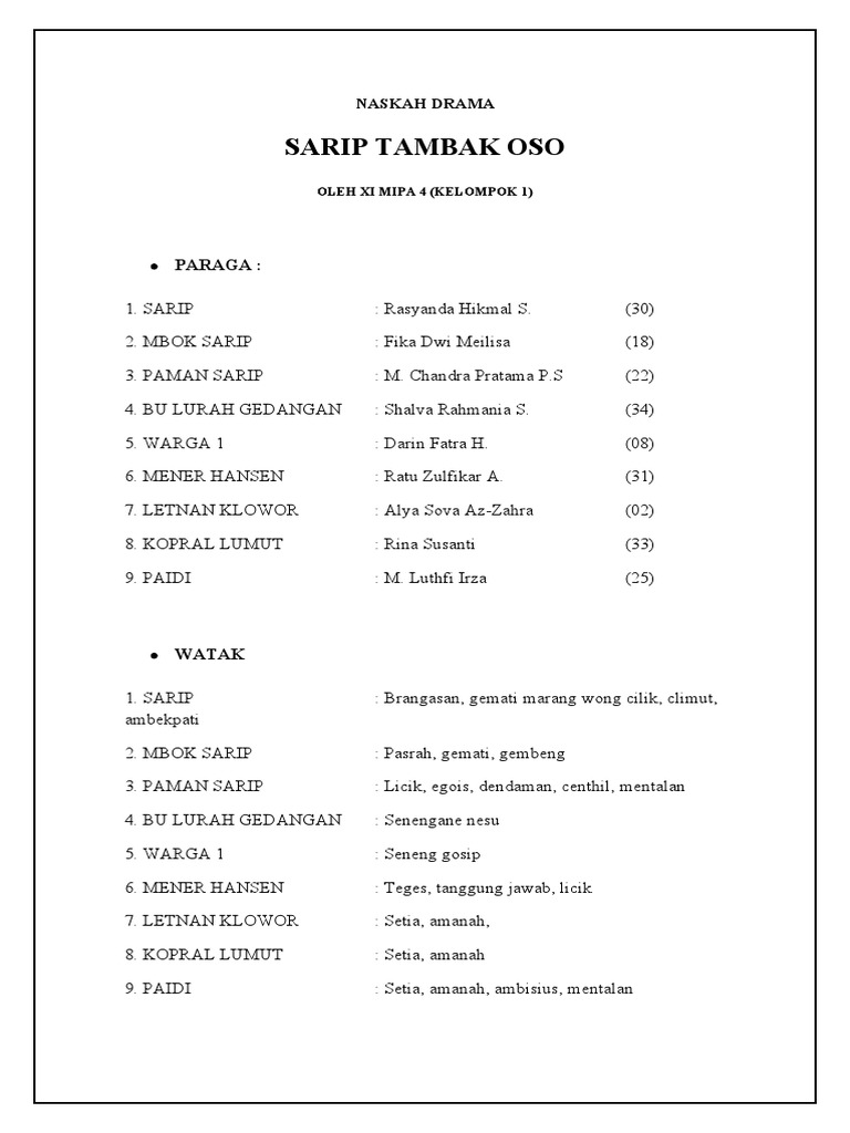 Sarip Tambak Oso | PDF