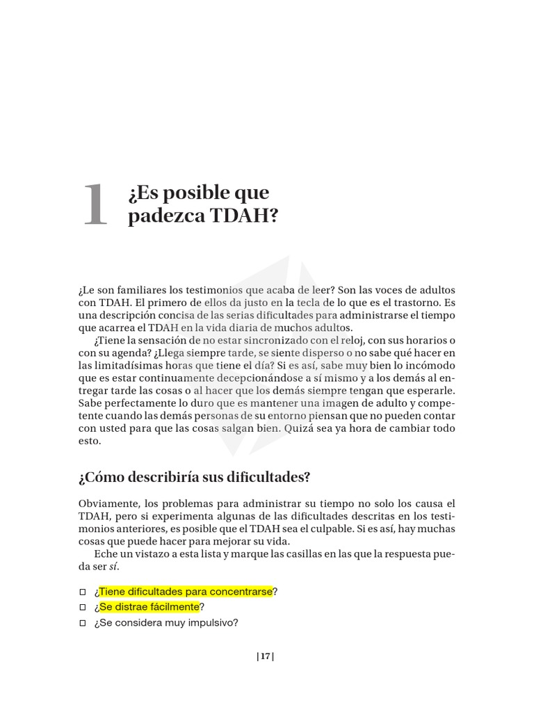 Cuestionario TDAH - Adultos | PDF | Desorden hiperactivo y deficit de ...