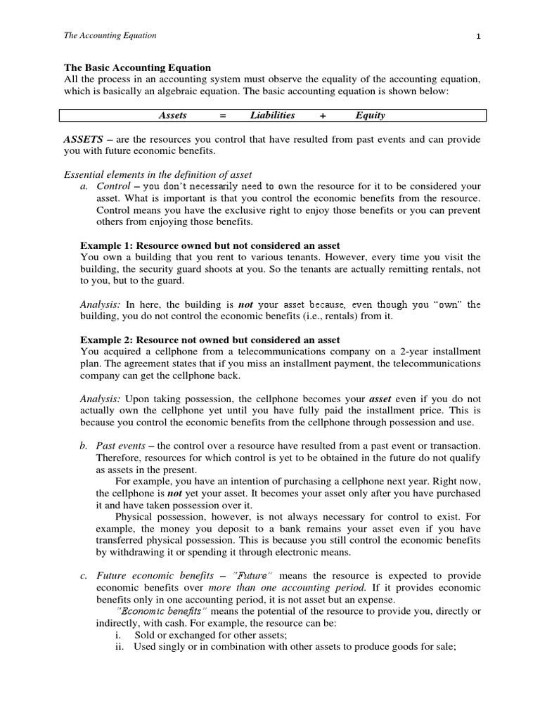 The Accounting Equation | PDF | Equity (Finance) | Expense