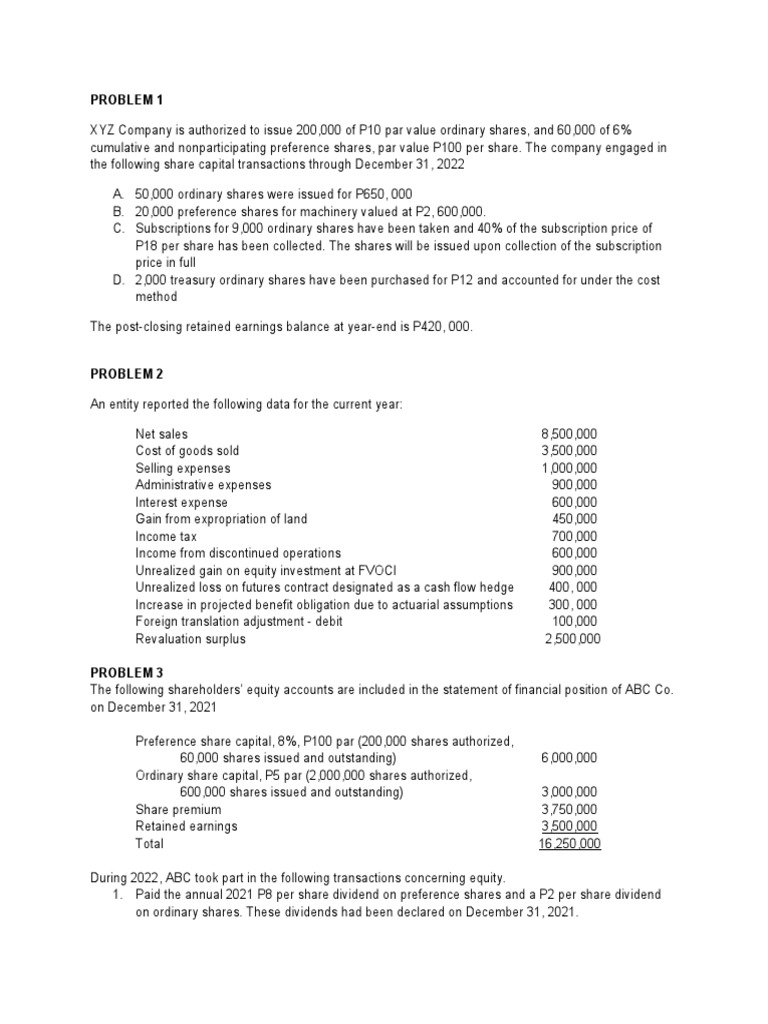 Ap She Exam Prob | Download Free PDF | Dividend | Preferred Stock