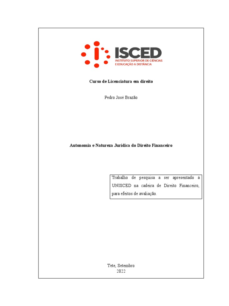 Autonomia e Natureza Juridica Do Direiro Financeiro | PDF | Estado ...