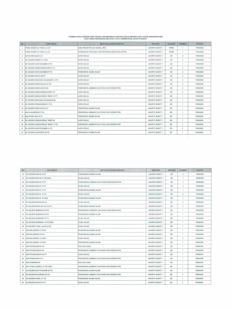 Formasi Baru Pendidik Dan Tenaga Kependidikan KKI 2023 PDF | PDF