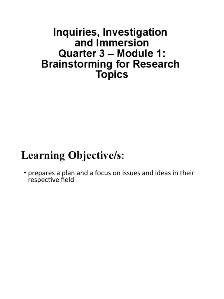 Brainstorming Research Topics Guide | PDF | Theory | Methodology