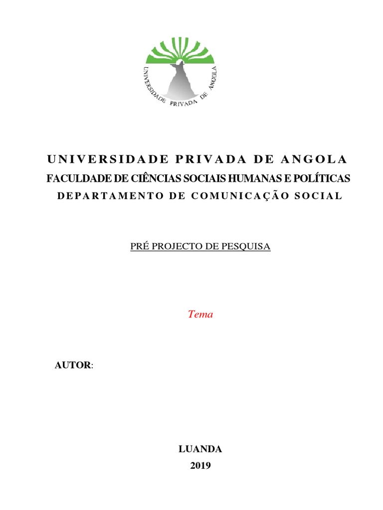 Modelo de Pré-Projecto PDF | PDF | Sociologia | Science