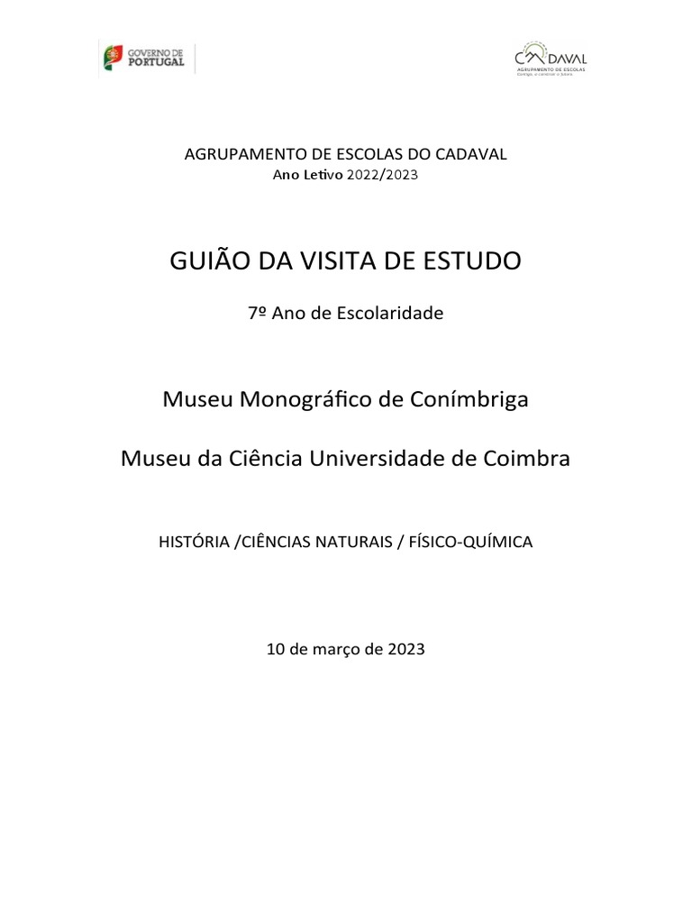 Agrupamento de Escolas Do Cadaval - Guião de História para Conímbriga ...