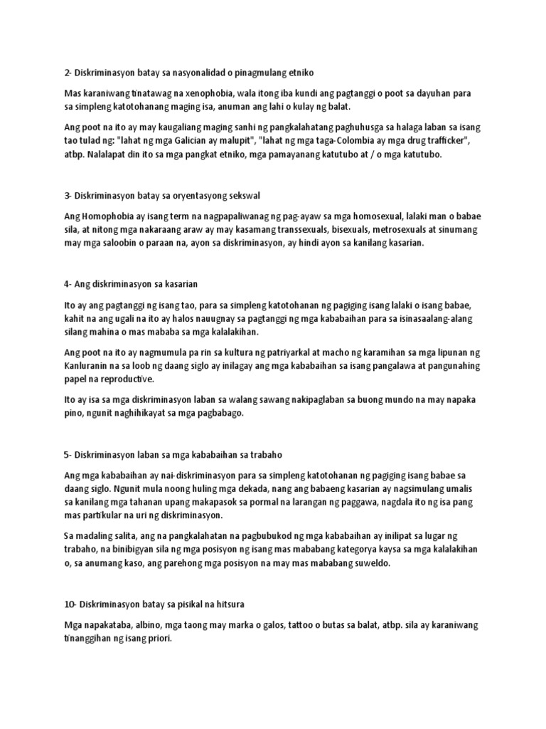 Ap Diskriminasyon | PDF