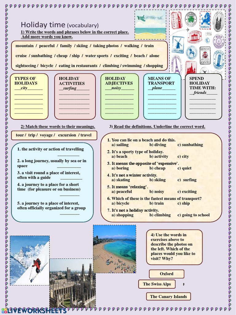 Holiday Vocabulary Worksheet | PDF