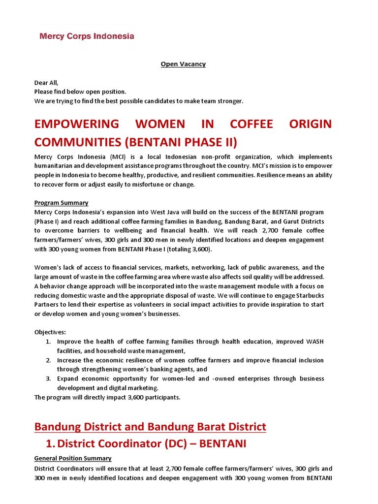 Vacancy Announcement 13 March 23 - BENTANI | PDF | Mentorship | Social ...