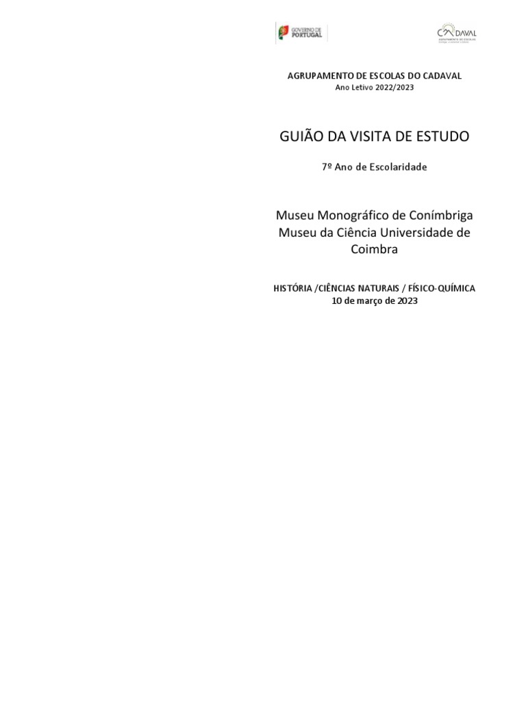 Guião Da Visita de Estudo A Coimbra Da Escola Do Cadaval-1 | PDF ...