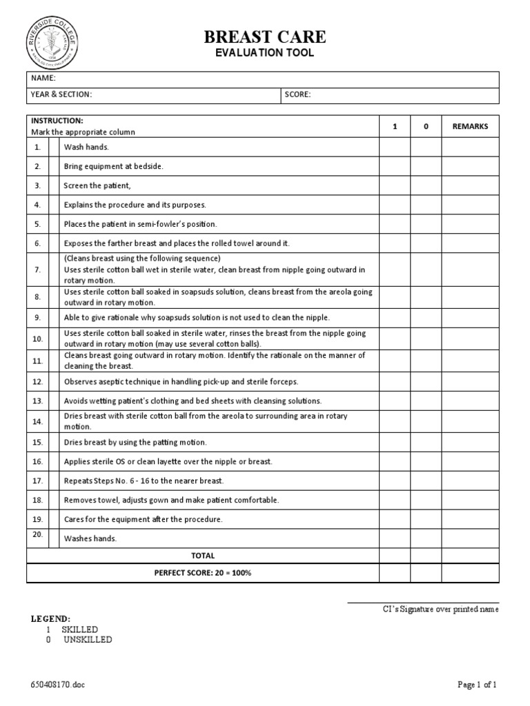 Breast Care Evaluation Tool | PDF
