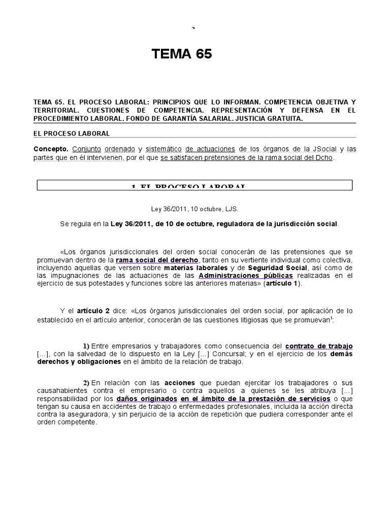 Tema 65 | PDF | Derecho laboral | Jurisdicción
