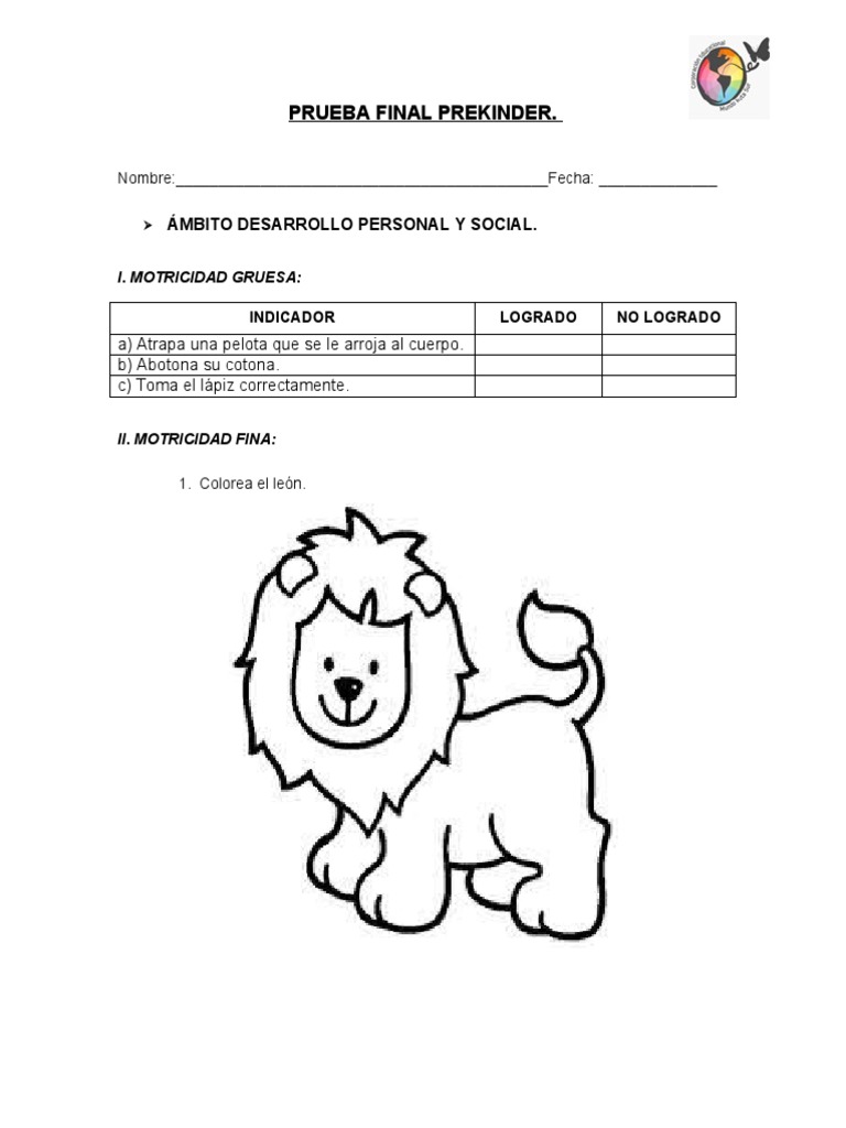 Prueba Final Prekinder: Evaluación Integral | PDF