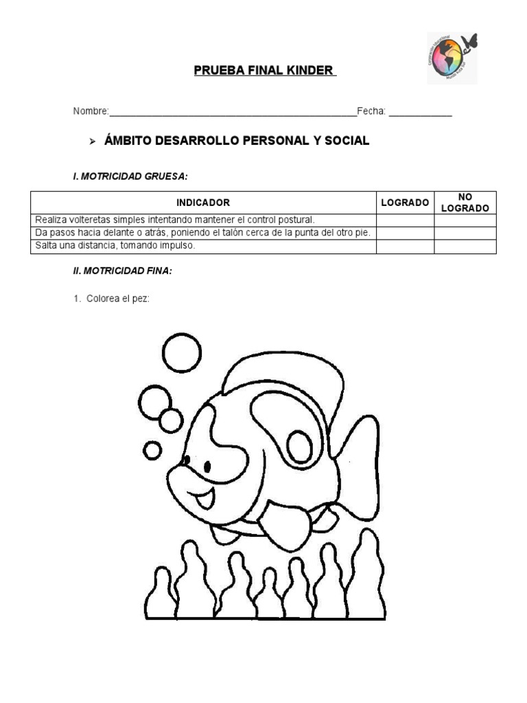 Prueba Final Kinder | PDF