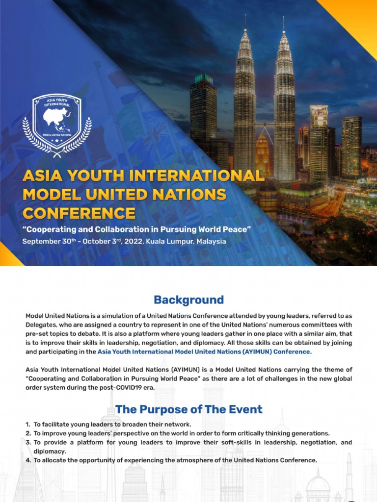 Proposal of Asia Youth International MUN Malaysia 2022 | PDF