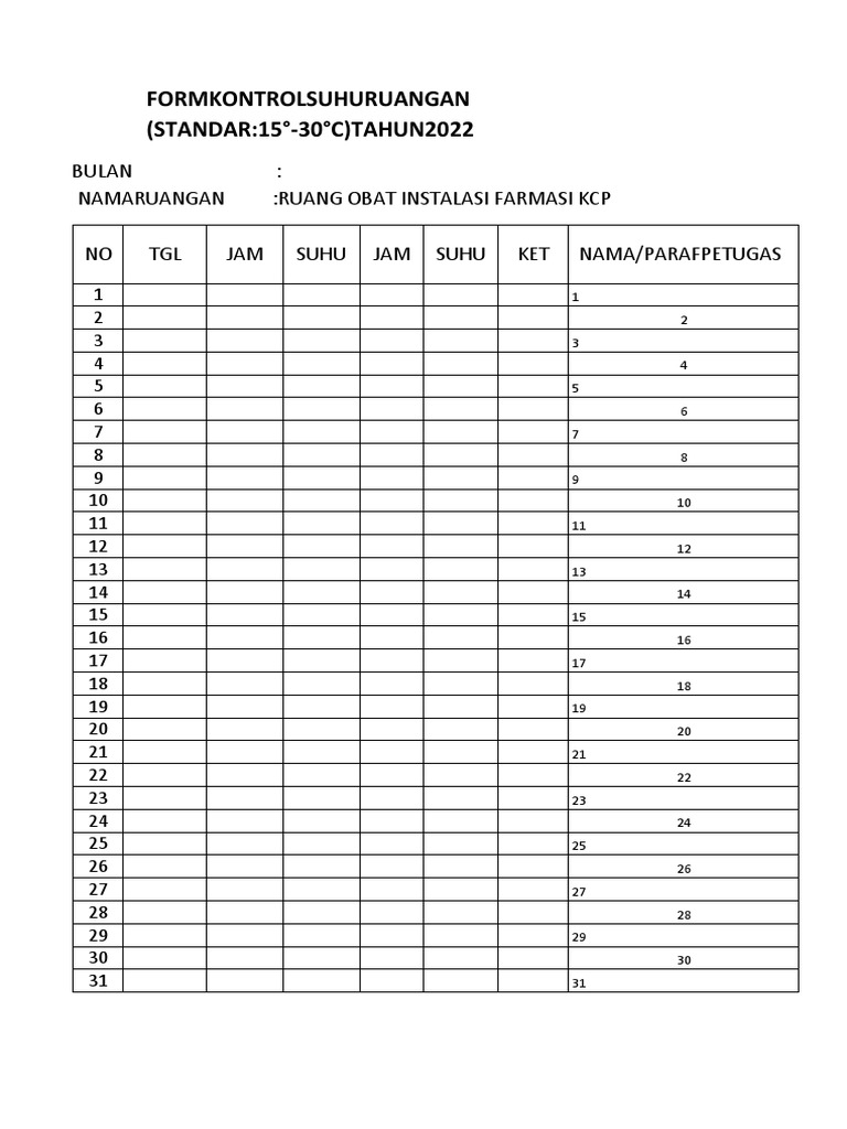 FORM Pencatatan Suhu | PDF