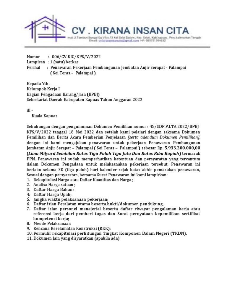 Surat Penawaran KIC | PDF