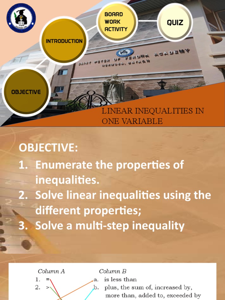 Lesson-1-Linear Inequalities in One Variable | PDF | Equations ...