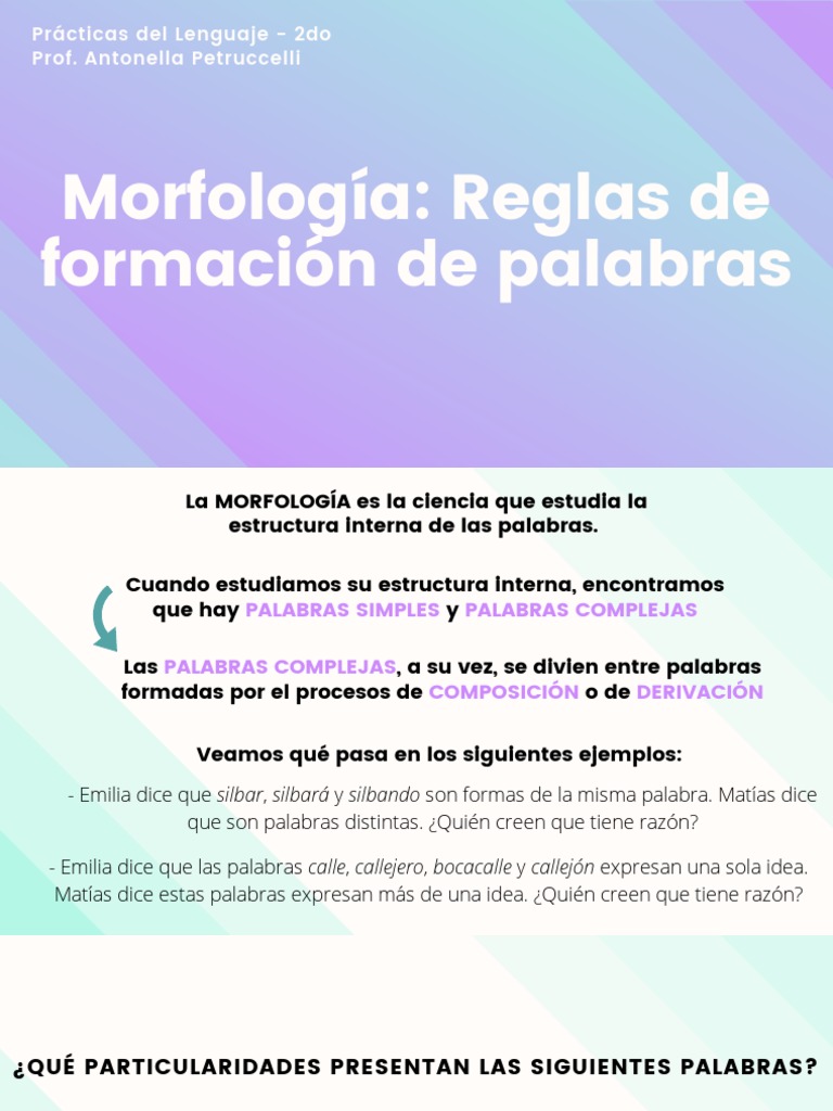 Morfología Formación De Palabras 2do A Pdf Pdf Morfología