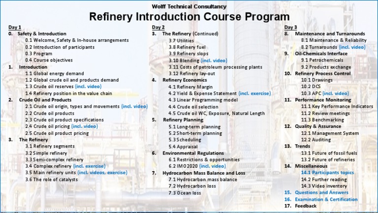 Refinery Introduction Course (Program) | PDF | Oil Refinery | Petroleum