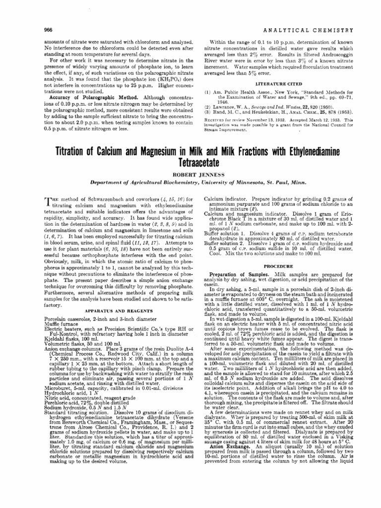 Titration of Calcium and Magnesium in Milk and Milk Fractions With ...