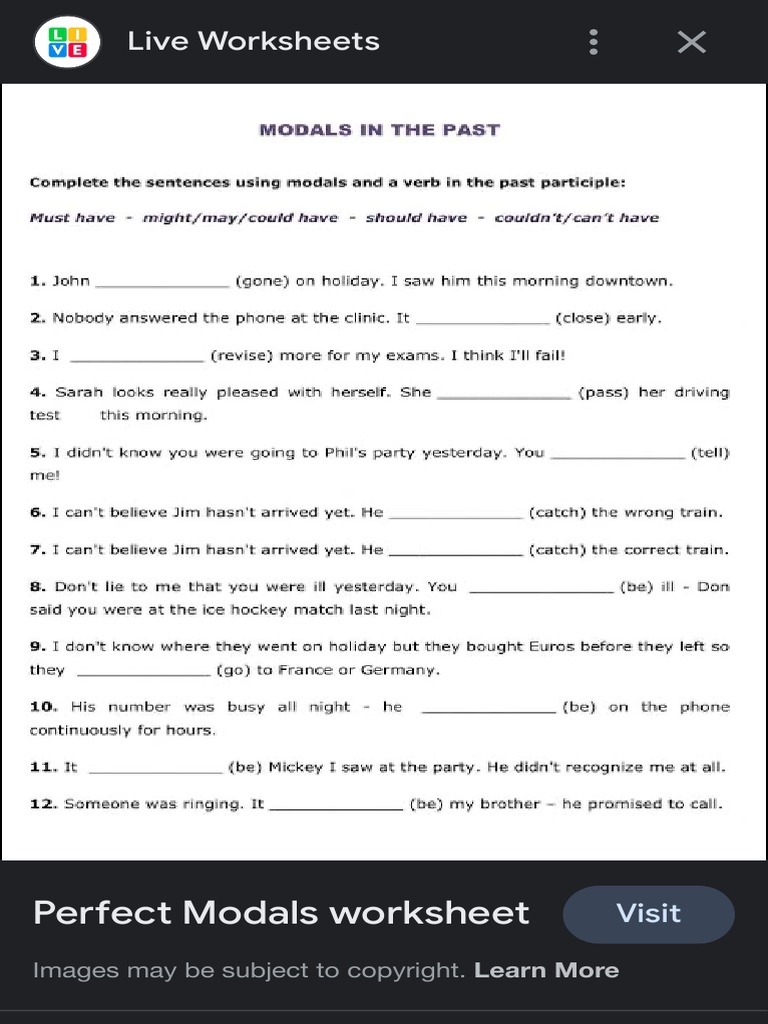 Modals Worksheets - Google Search | PDF