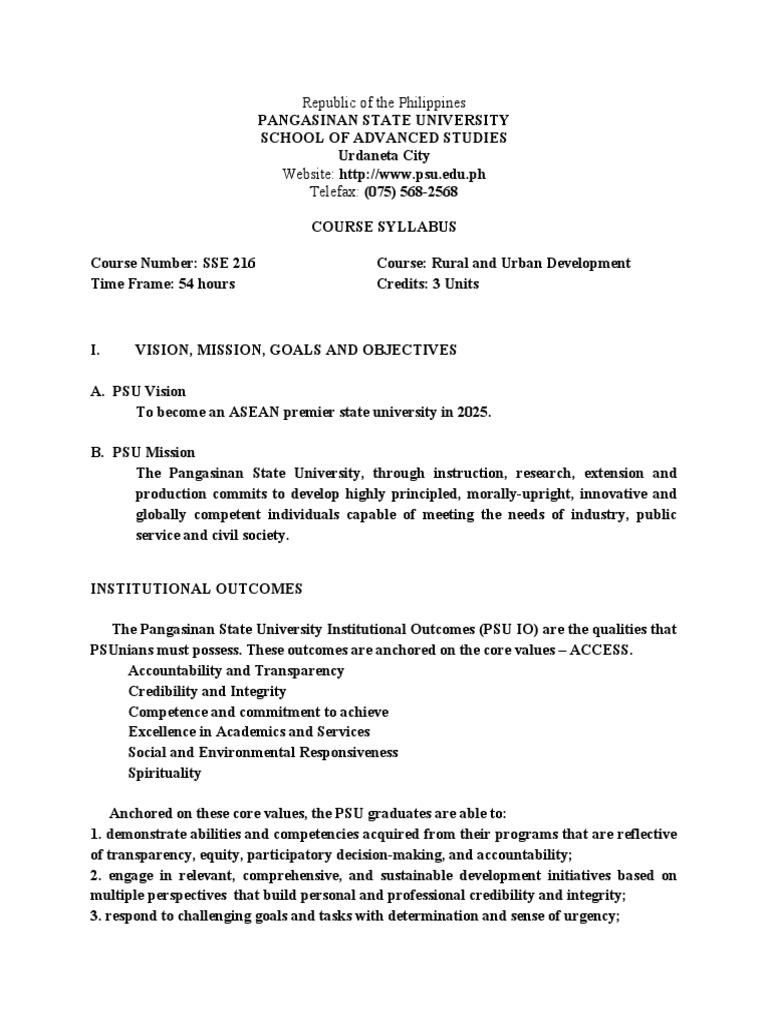 Rural Urban Development SYLLABUS | PDF | Urbanization | Sustainability