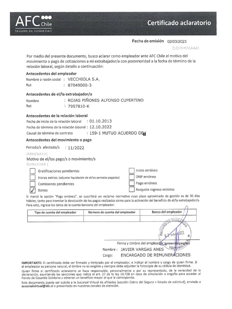 Certificado AFC | PDF