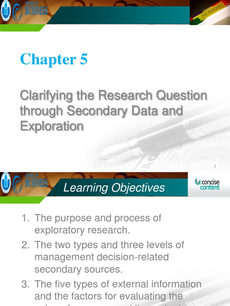 Lecture 3 - Chapter 005 - Clarifying The Research Question PDF | PDF | Information | Databases