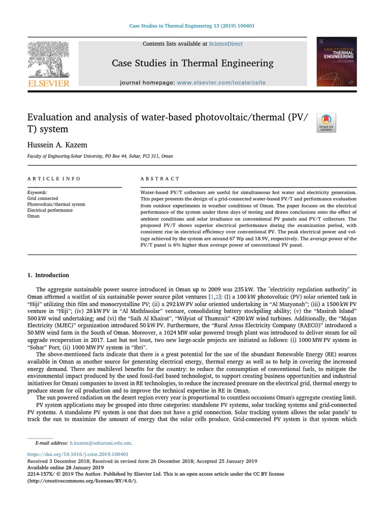 Water Based PVT System | PDF | Photovoltaics | Solar Power