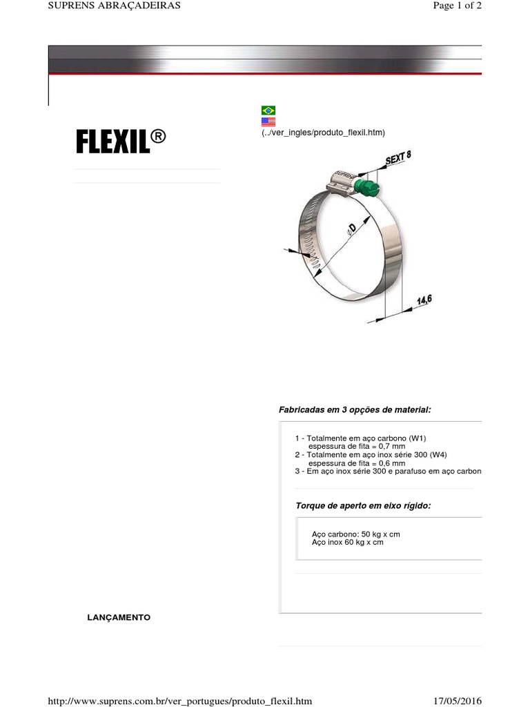 Abraçadeiras Suprens Flexil | PDF | Materiais | Setor secundário da ...