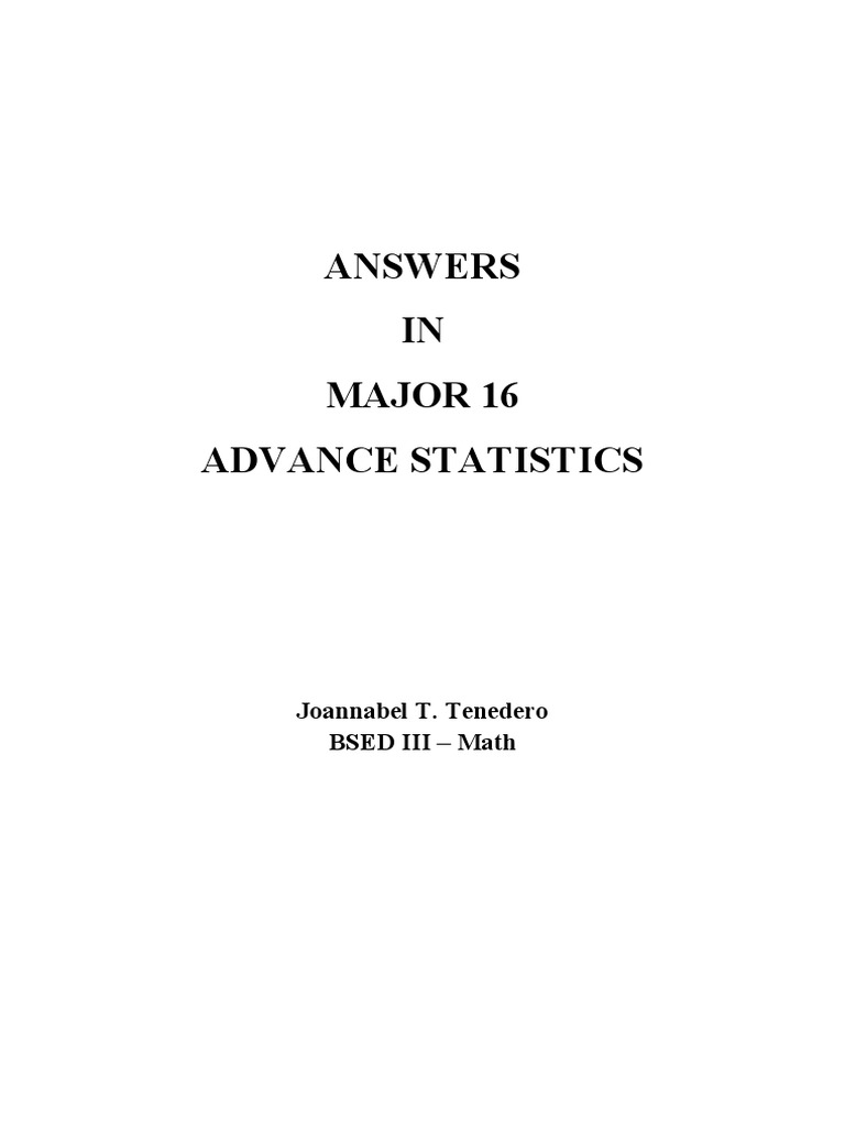 Advance Stat. | PDF | Statistical Significance | Statistical Hypothesis ...