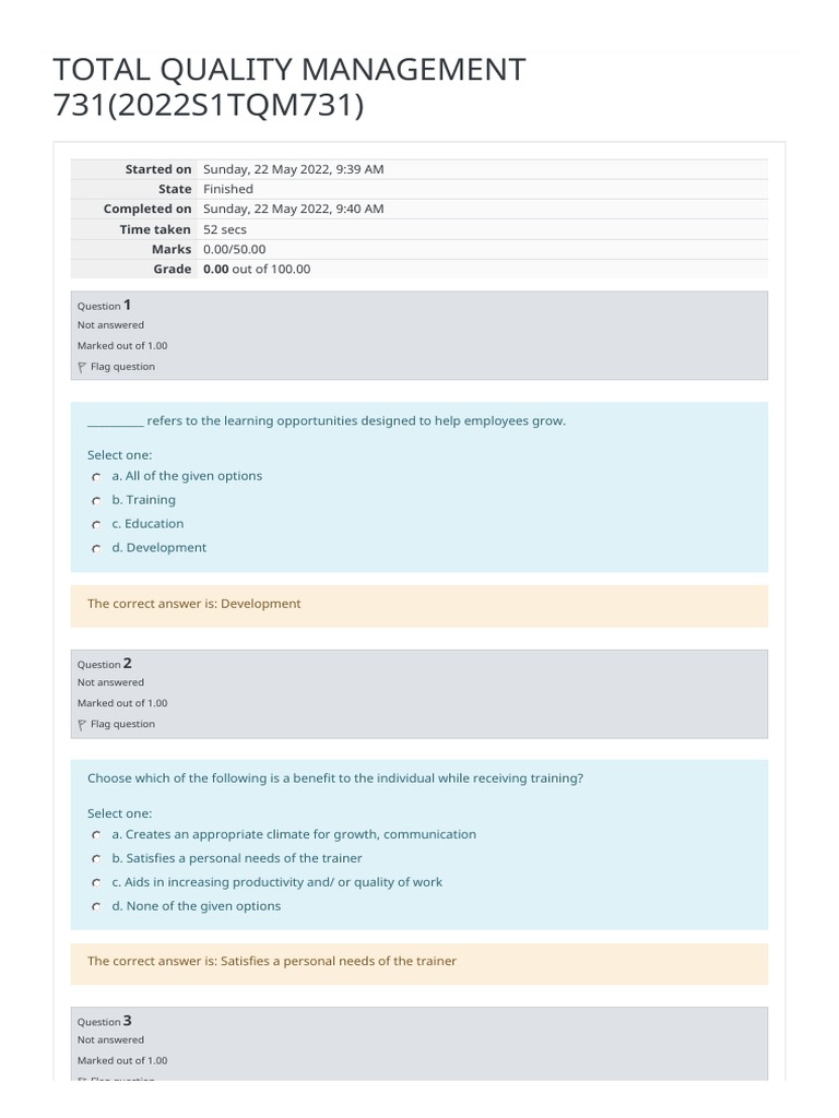 2022 - Total Quality Management 731 - CA Test 2 Review Questions | PDF ...