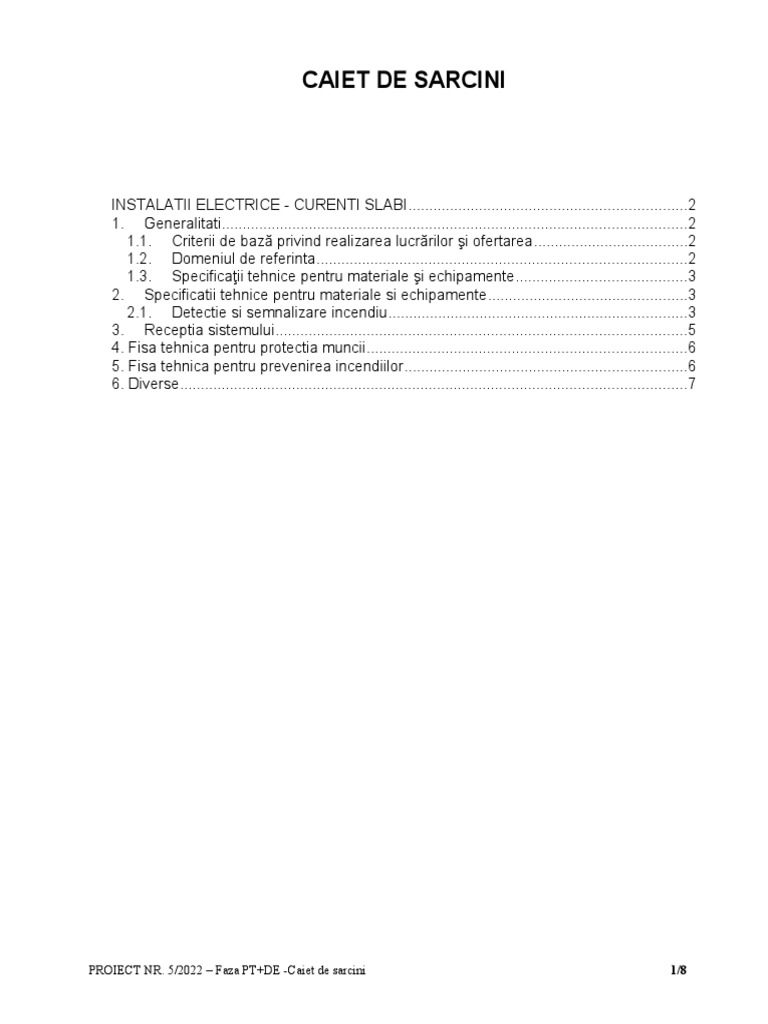 Caiet de Sarcini | PDF