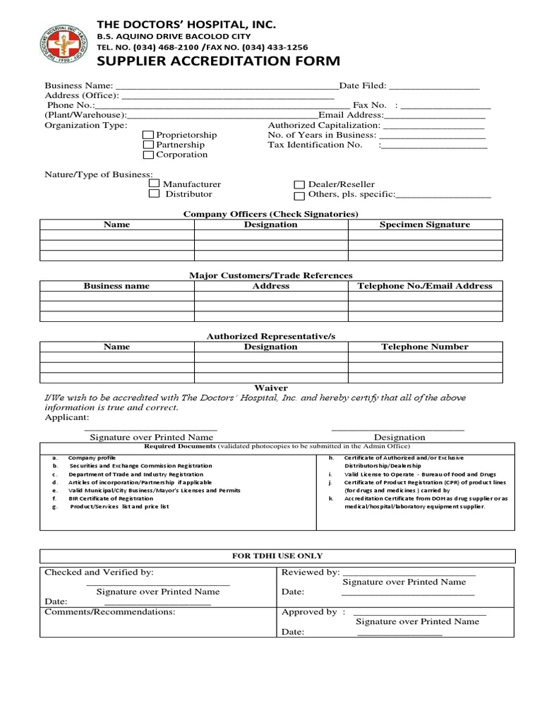 HMO Accreditation Form | Download Free PDF | Business