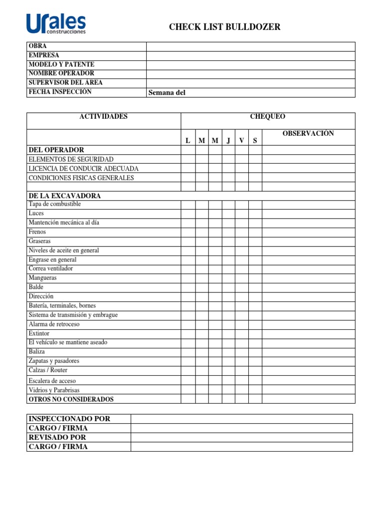 Check List Bulldozer PDF | PDF