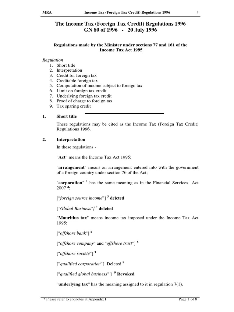 Regulations foreignTaxCredit GN 55 2011 PDF | PDF