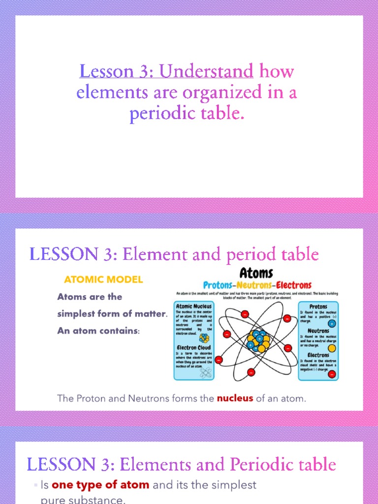 Lesson 3 Elements and Periodic Table PDF | PDF