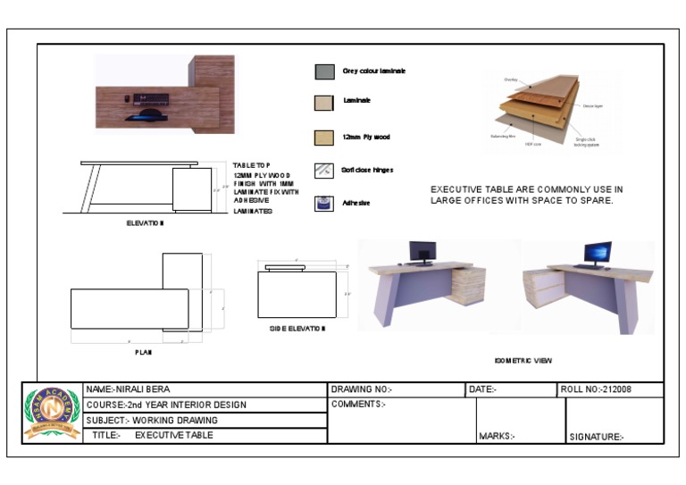 Executive Table Design Drawing | PDF